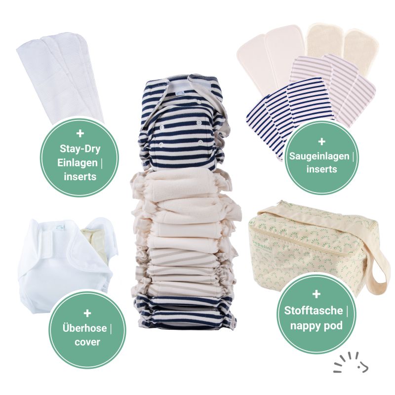UltraFit cloth nappies set organic cotton