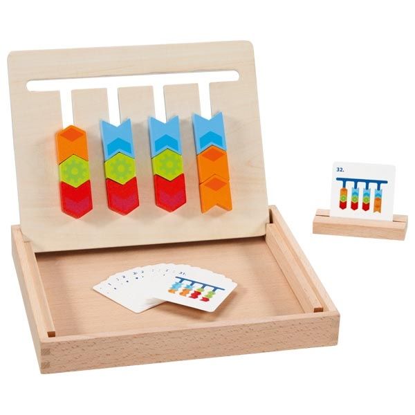 Colour sorting game with wooden box